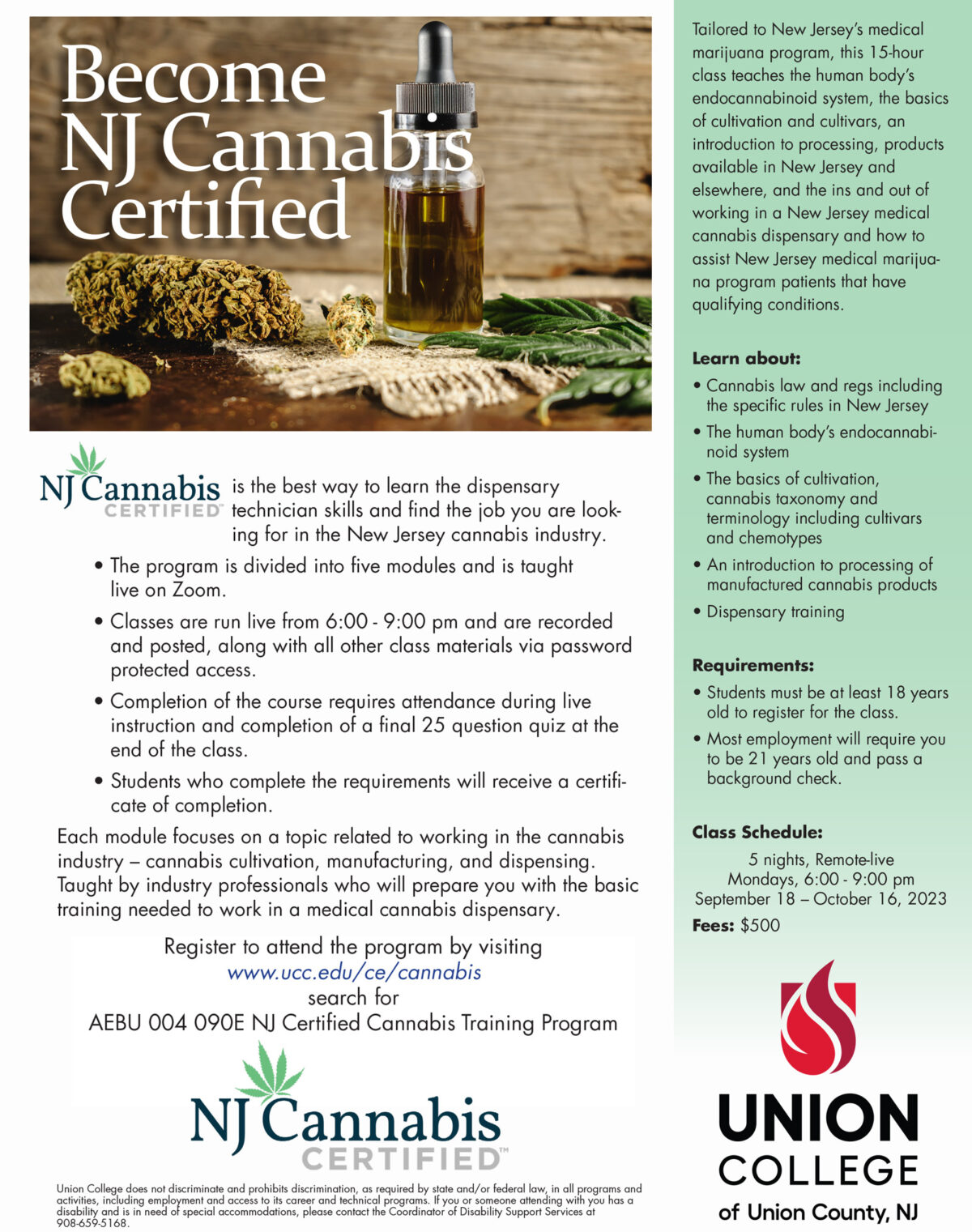 Cannabis Classes | Union College - NJ